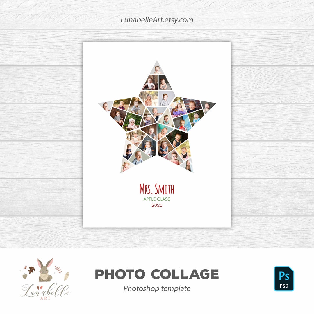 Star Photo Collage | Star Collage Template | Photo Collage Template ...
