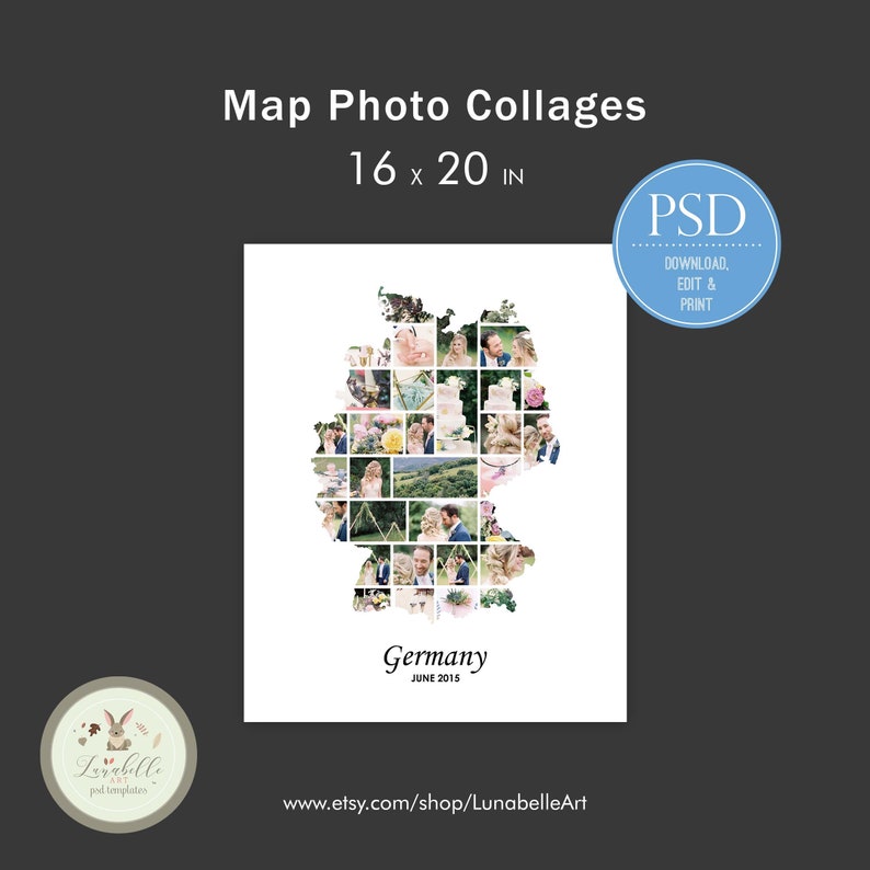Germany Collage Germany Map Photo Collage Travel Photo - Etsy