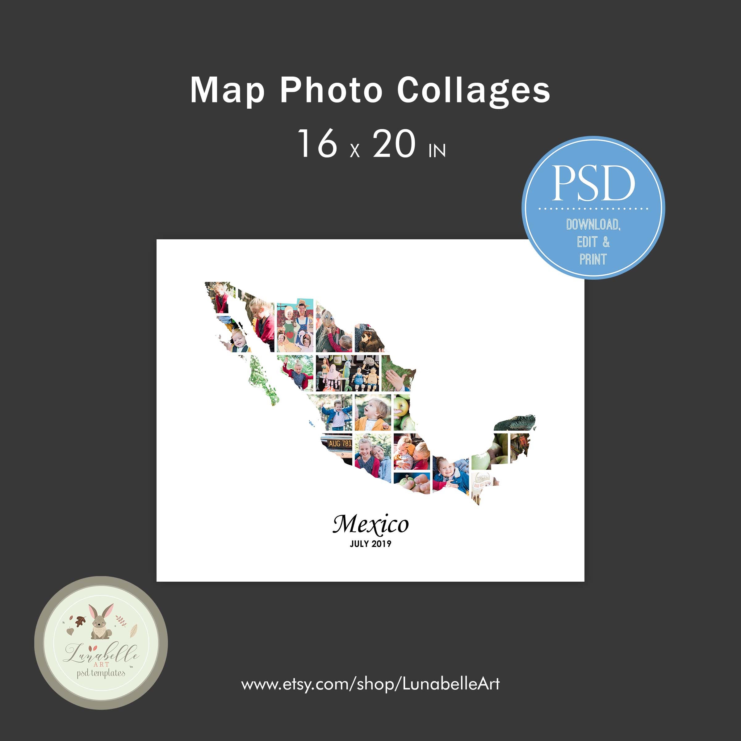 Mexico Collage | Mexico Map Photo Collage | Travel Photo Collage ...