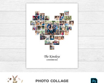 20x20" Heart Photo Collage Template | Love Photo Collage Template ...