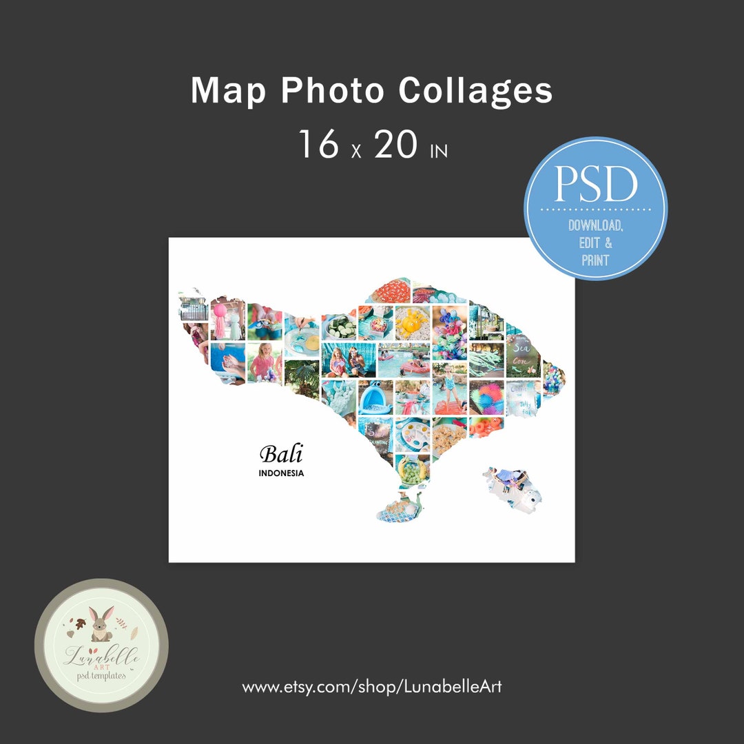 Bali Collage Bali Map Photo Collage Travel Photo Collage Destination ...