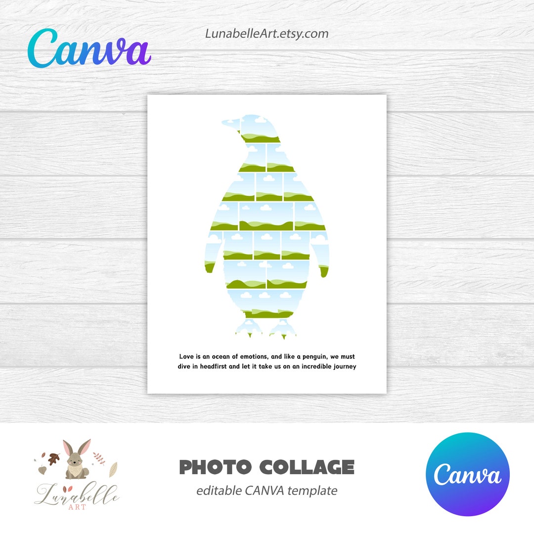 Penguin Photo Collage | Animal Collage | Editable Photo Collage Canva ...