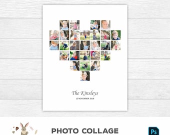20x20 Heart Photo Collage Template Photoshop Collage Custom Collage ...