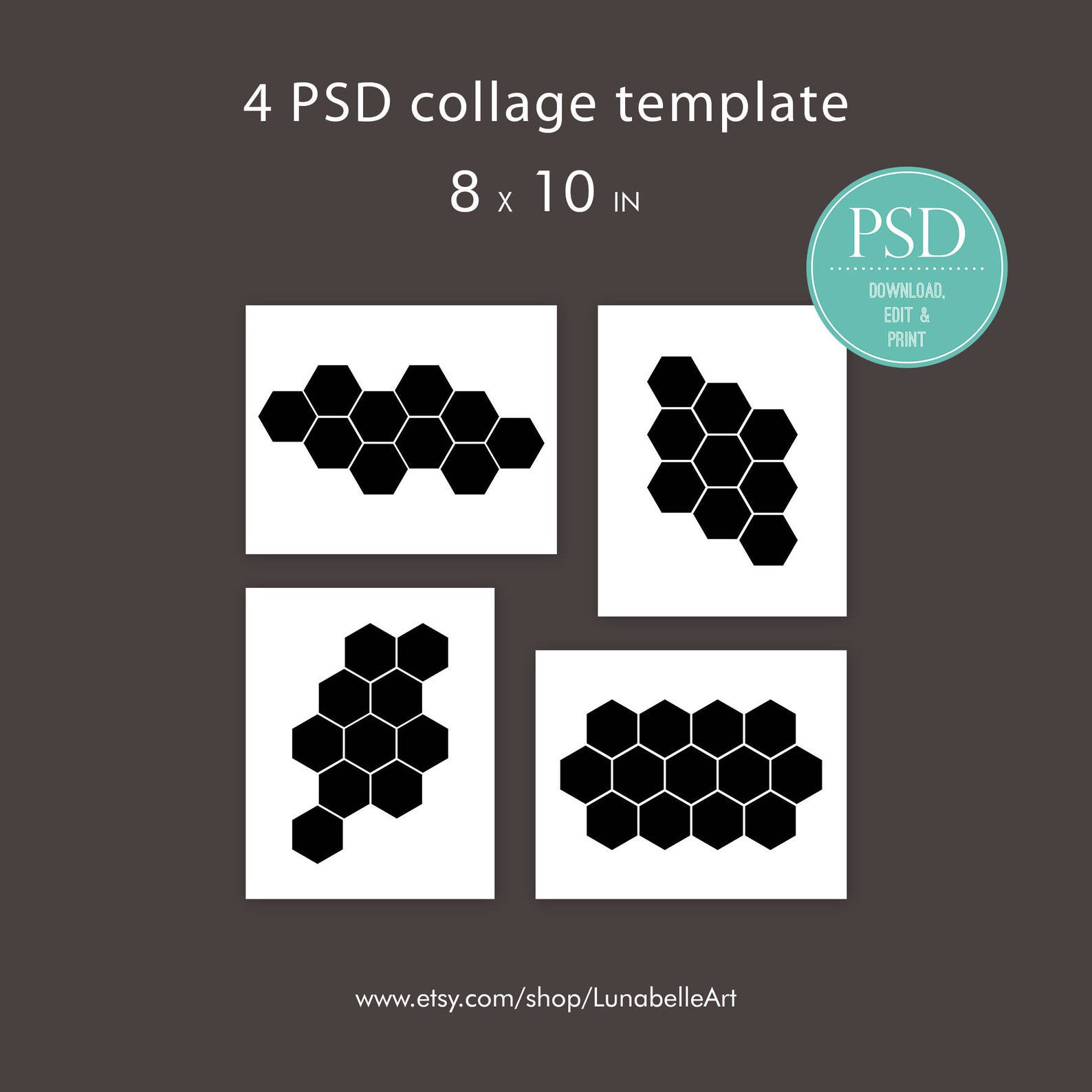 Honeycomb Photo Collage Photoshop Template Honeycomb Shape - Etsy