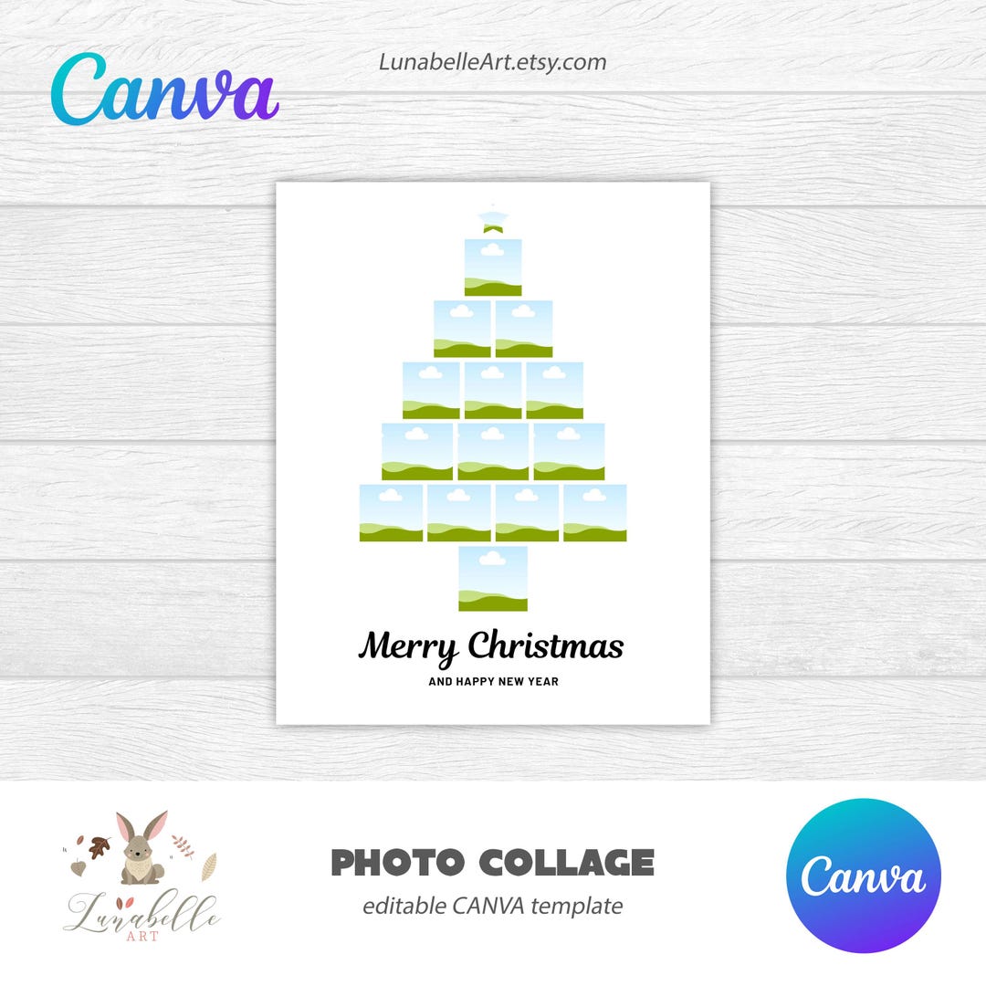 Christmas Tree Photo Collage | Christmas Tree Collage | Editable Photo ...