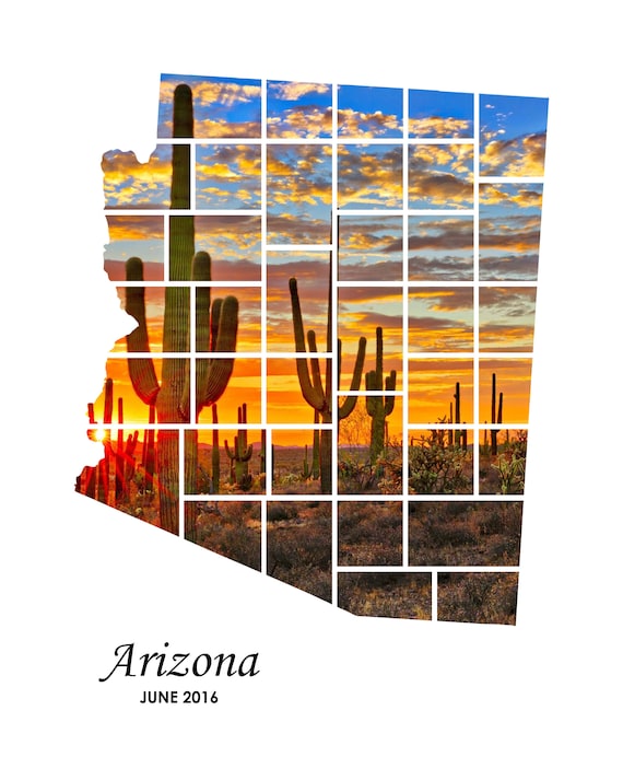 Arizona Collage Arizona Map Photo Collage Travel Photo | Etsy