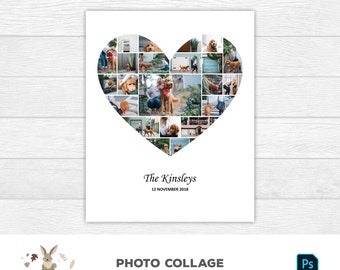 20x20" Heart Photo Collage Template | Love Photo Collage Template ...