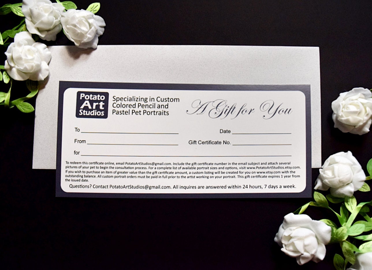 Gift Certificate for Custom Art From Potato Art Studios - Etsy