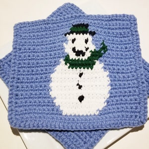 Snowman Washcloth Crochet Pattern, Single Crochet SC Graph, Written ...