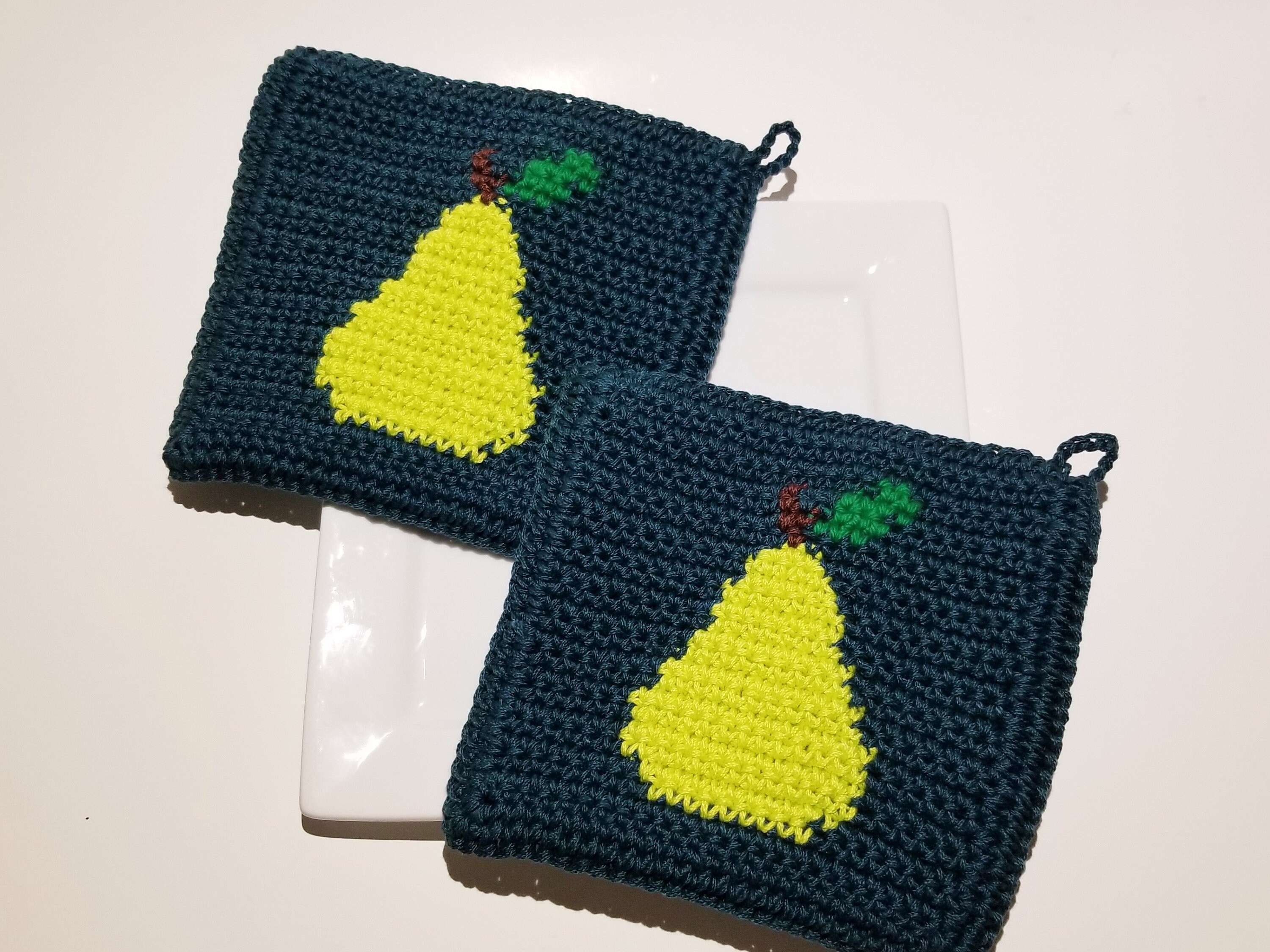 Pear Potholder PDF Crochet Pattern Graph and Written | Etsy