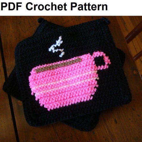 Coffee Cup Potholder PDF Crochet Pattern Graph and Written - Etsy