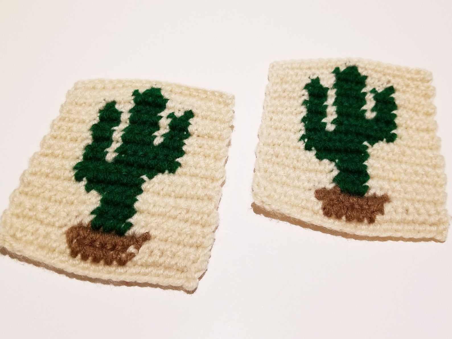 Large Cactus Coaster Crochet Pattern Saguaro Cactus Single - Etsy