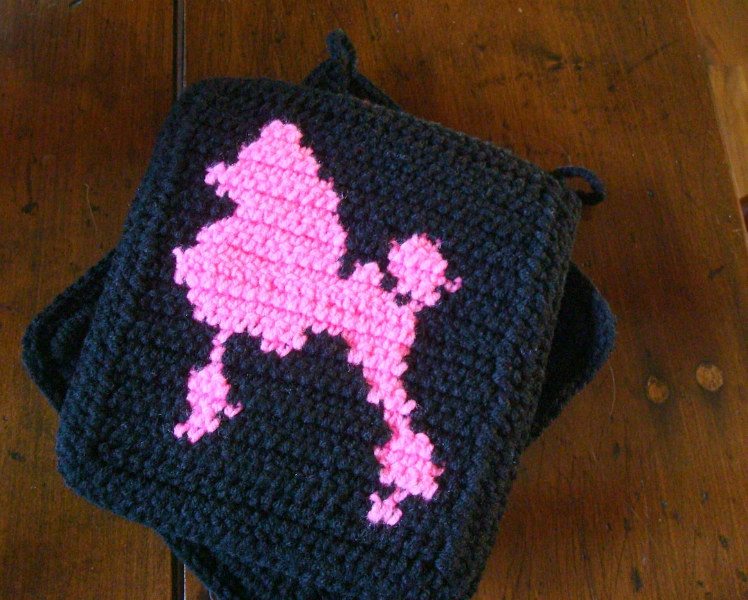 Crochet Pattern Pink Poodle, Standard Poodle Pot Holder, Graph and ...