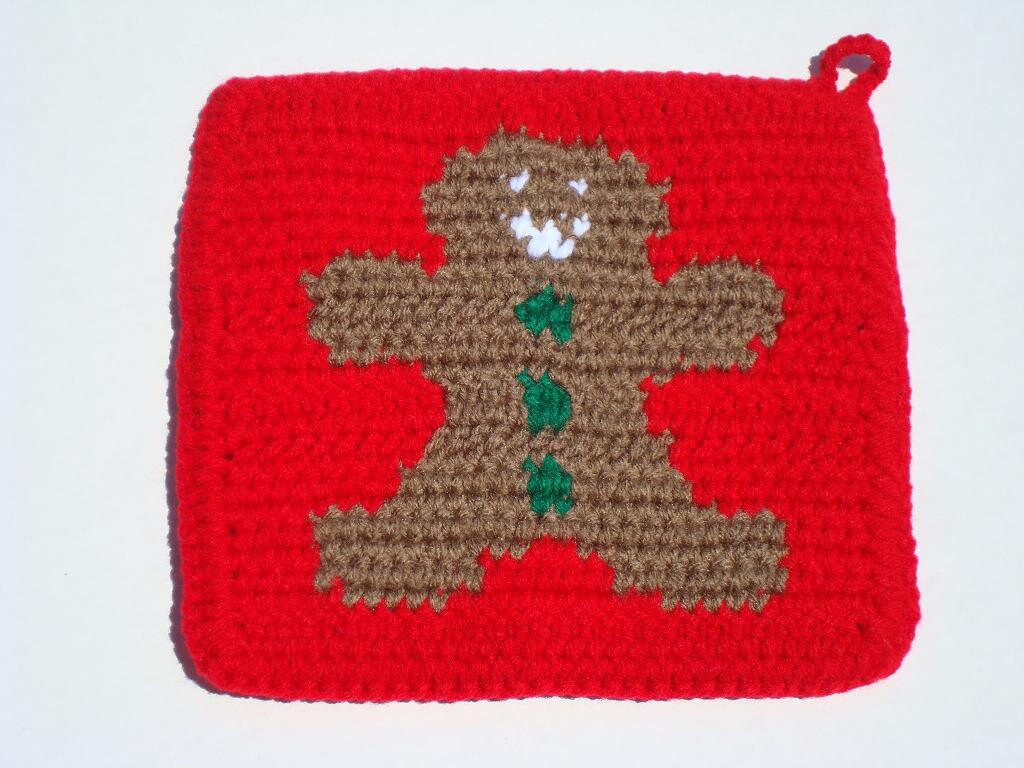 GINGERBREAD MAN Potholder PDF Crochet Pattern, Christmas Gift Pot ...