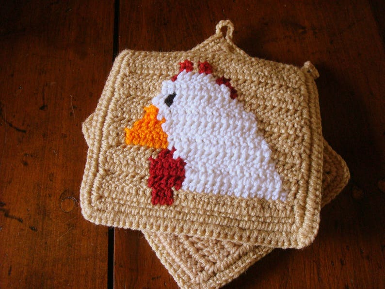 Chicken Potholder PDF Crochet Pattern Graph and Written - Etsy