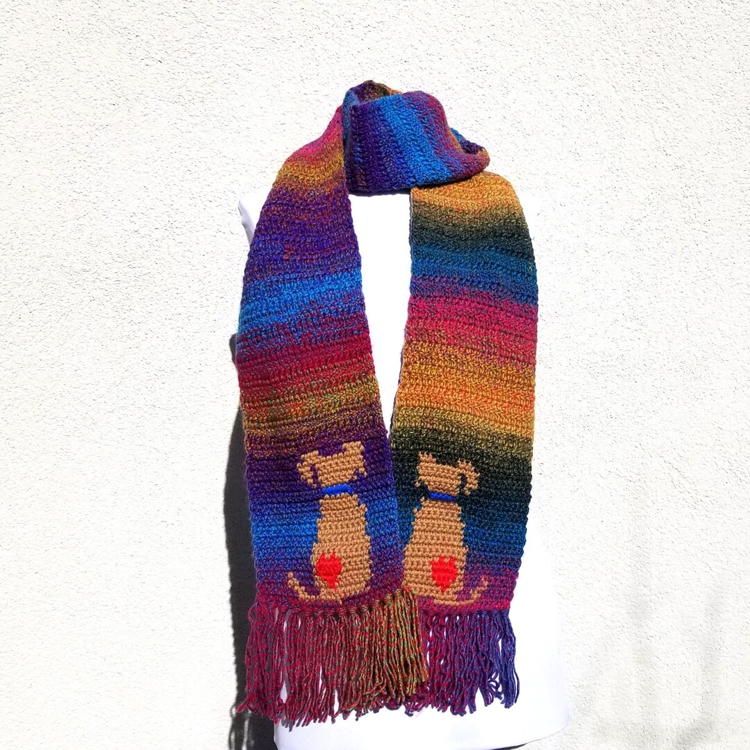 Crochet Pattern: Rescue Dog Scarf, Single Graph Written Instructions ...
