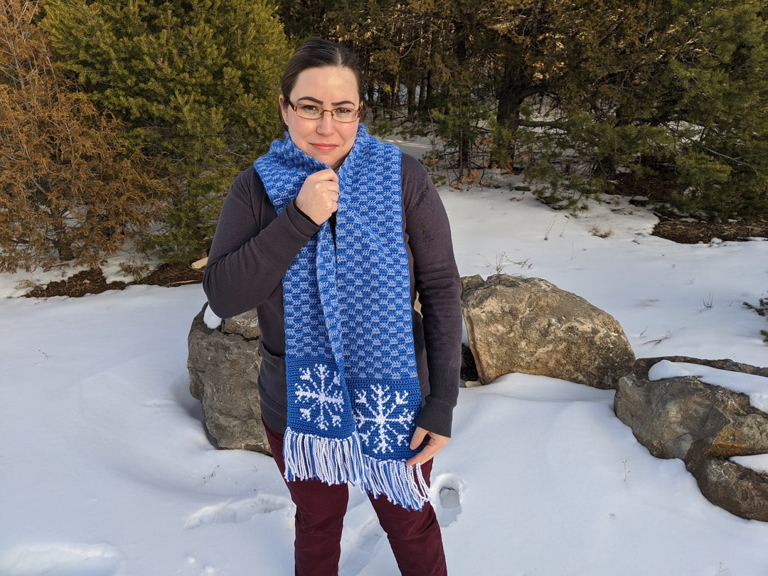 Scarf Crochet Pattern: Snowflake Scarves Winter Instructions Word Chart ...