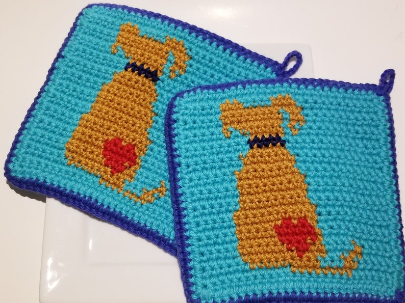 Rescue Dog Crochet Pattern, Dogs Potholders Single Crochet SC Graph ...