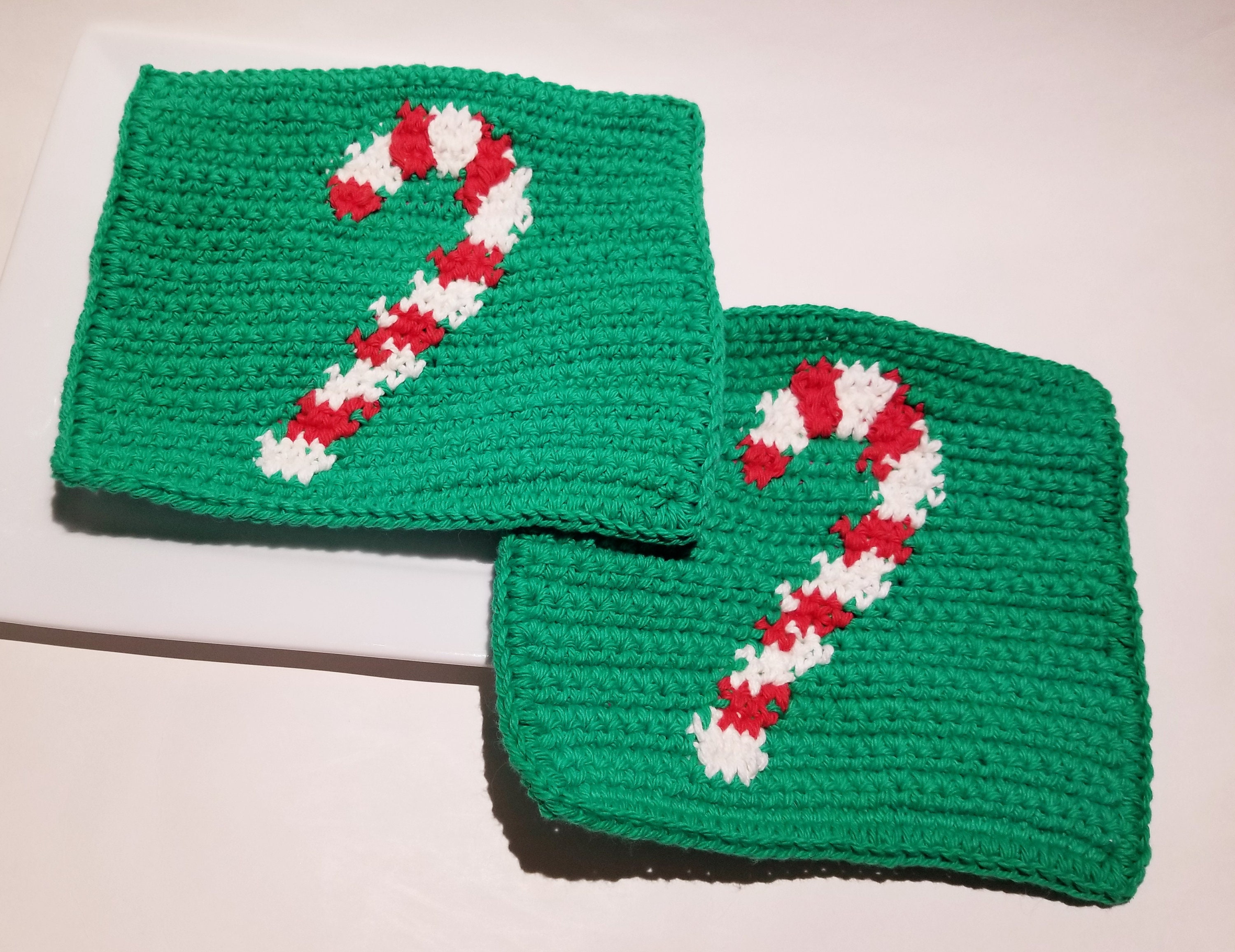 Candy Cane Washcloth Crochet Pattern Single Crochet SC Graph | Etsy