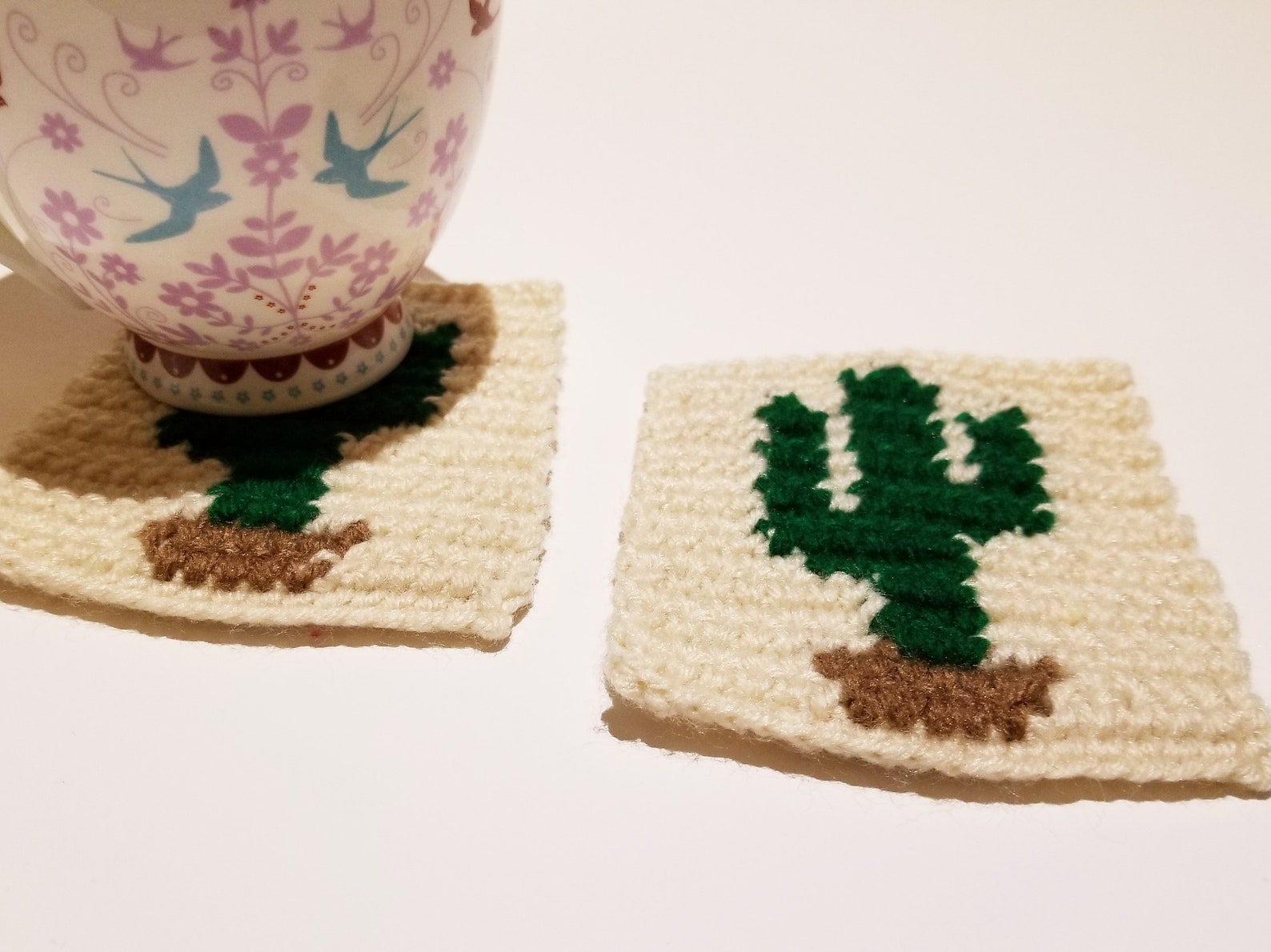 Large Cactus Coaster Crochet Pattern Saguaro Cactus Single | Etsy