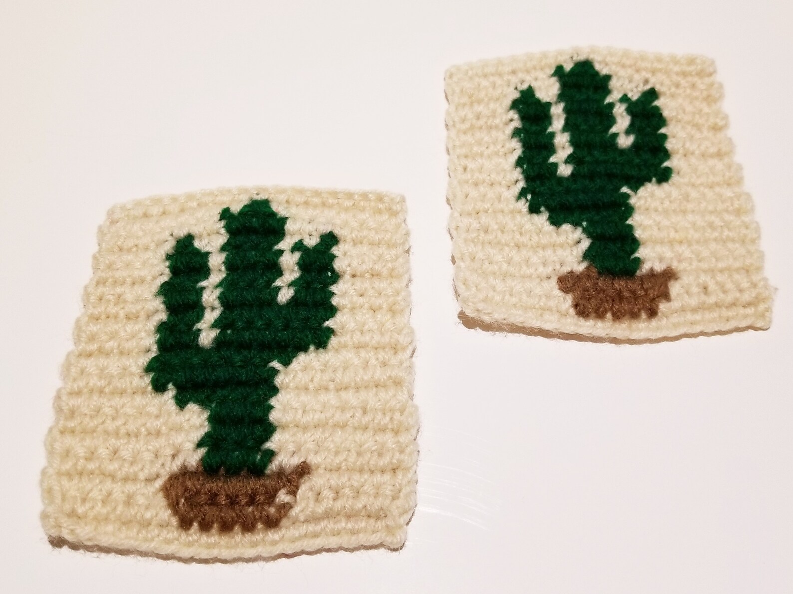 Large Cactus Coaster Crochet Pattern Saguaro Cactus Single - Etsy