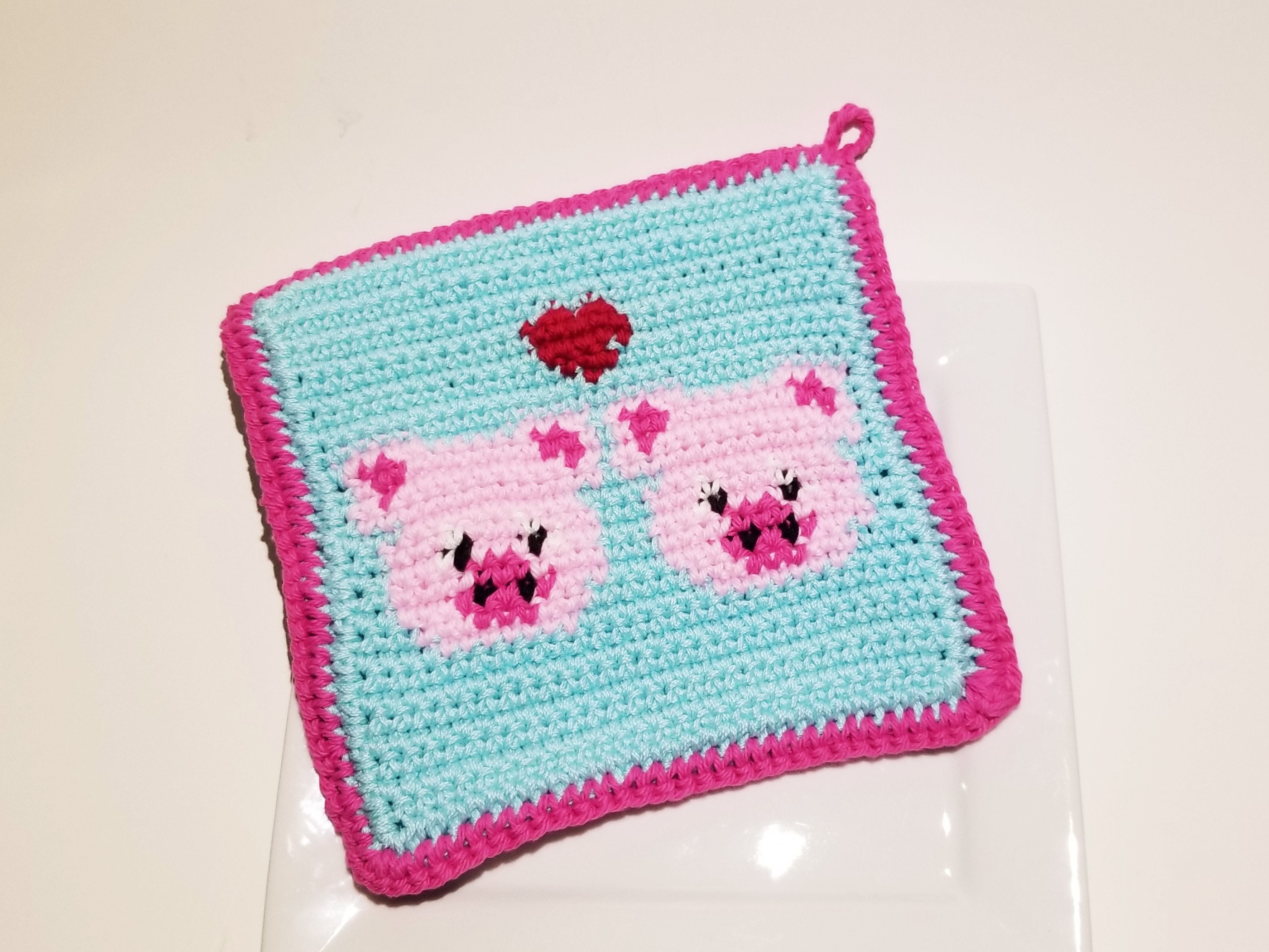 Pig Crochet Pattern Pigs in Love Farm Animal Potholders - Etsy