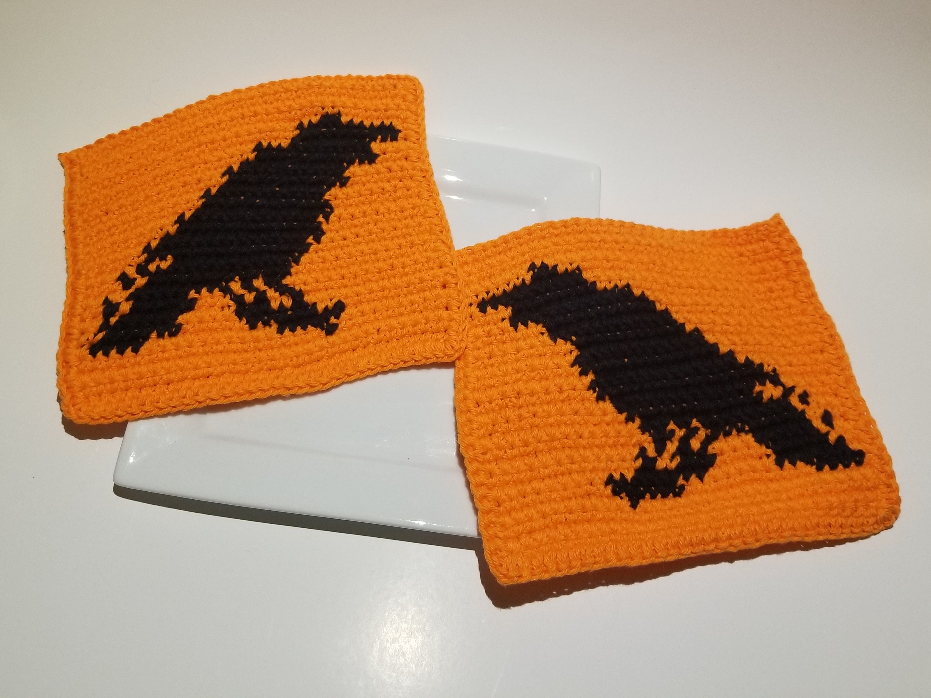 Halloween Raven Washcloth Crochet Pattern Single Crochet SC | Etsy