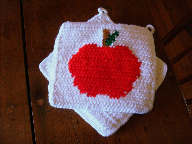 Apple Potholder PDF Crochet Pattern Graph and Written - Etsy