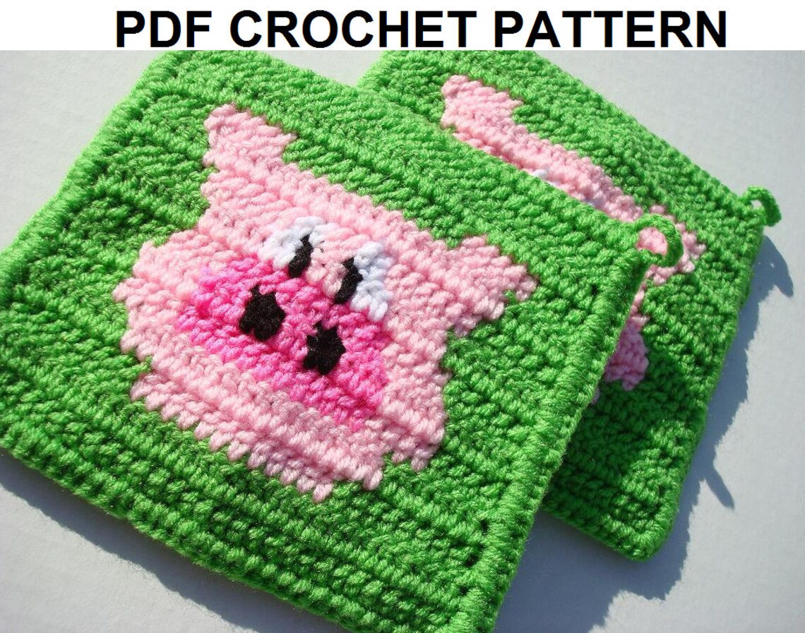PIG Potholder PDF Crochet Pattern Graph and Written - Etsy