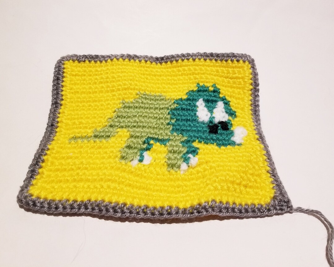 Crochet Pattern Triceratops Baby Blanket Square, Quilt Square, Dinosaur ...