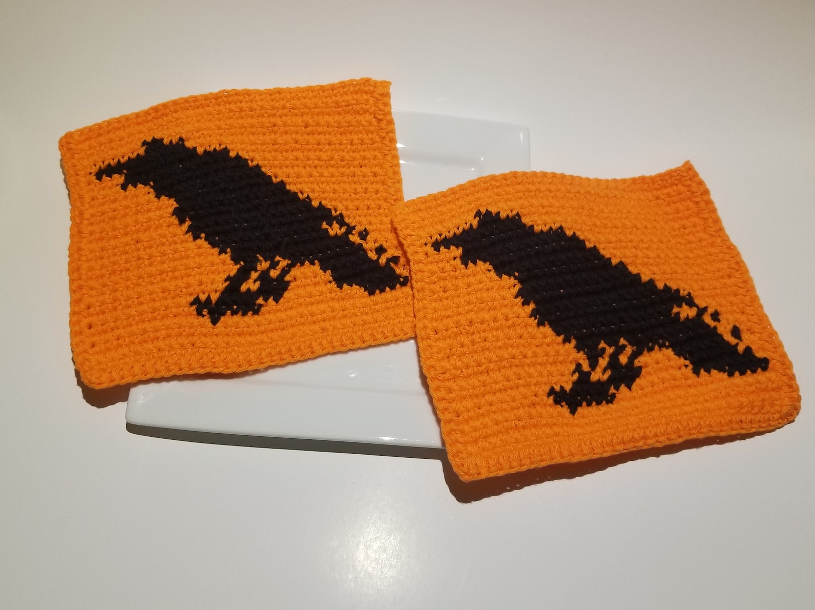 Halloween Raven Washcloth Crochet Pattern Single Crochet SC | Etsy