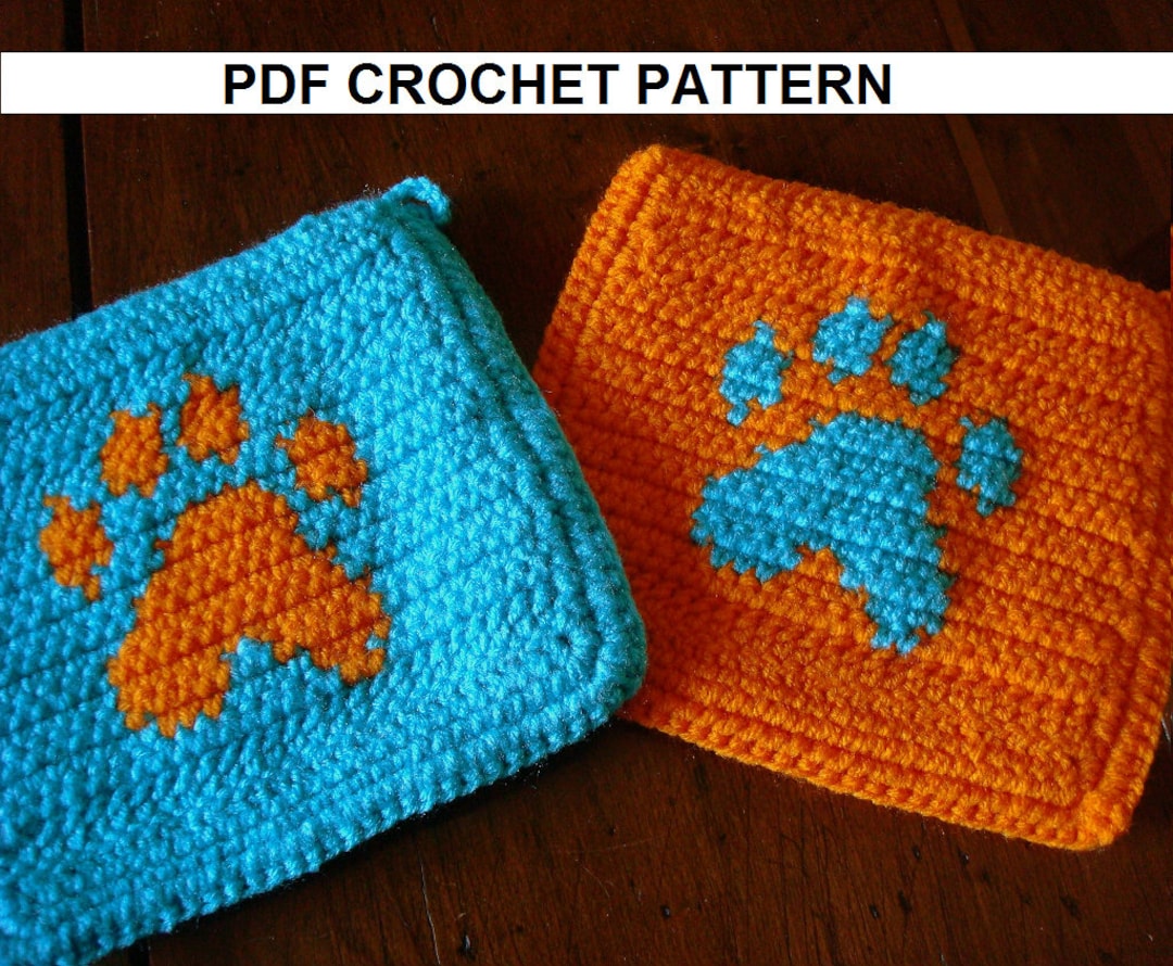 PAW PRINT Potholder Pdf Crochet Pattern, Dog PAWPRINT Potholder Pot ...