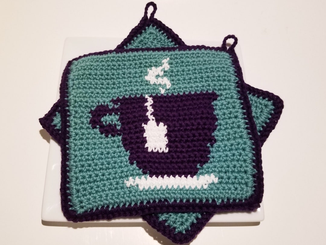 Tea Potholder Crochet Pattern - Teacup PDF Graph and Written ...
