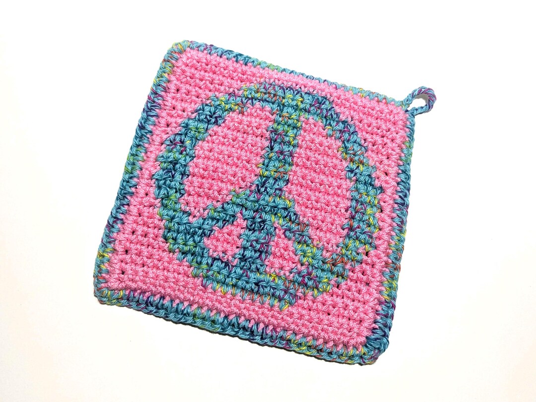 Peace Sign Crochet Pattern - EASY Potholder Single Crochet SC Graph ...