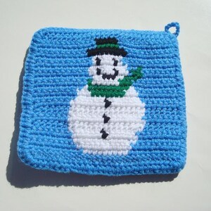 SNOWMAN Potholder PDF Crochet Pattern, Christmas Gift Pot Holder, Graph ...