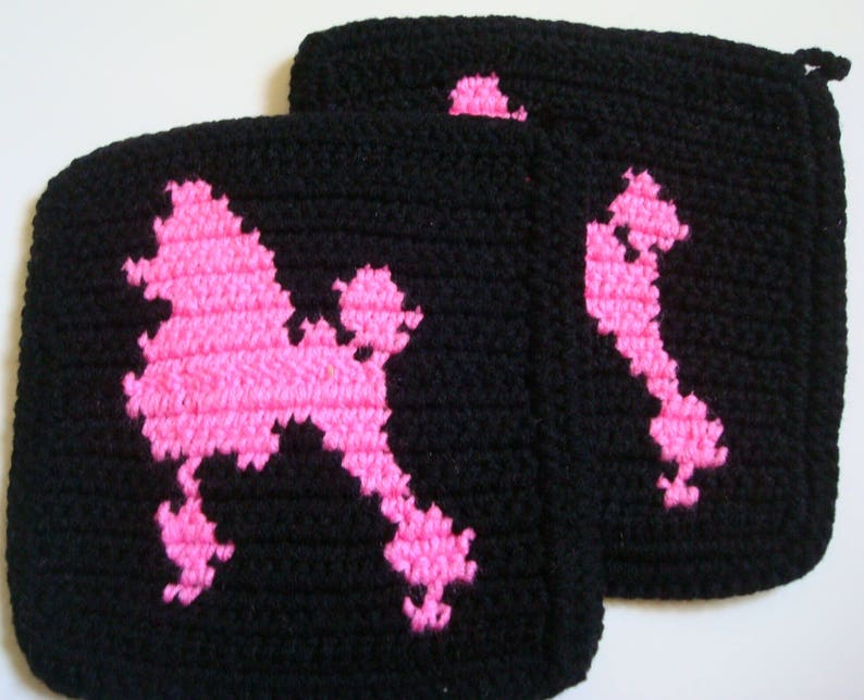 Crochet Pattern Pink Poodle, Standard Poodle Pot Holder, Graph and ...