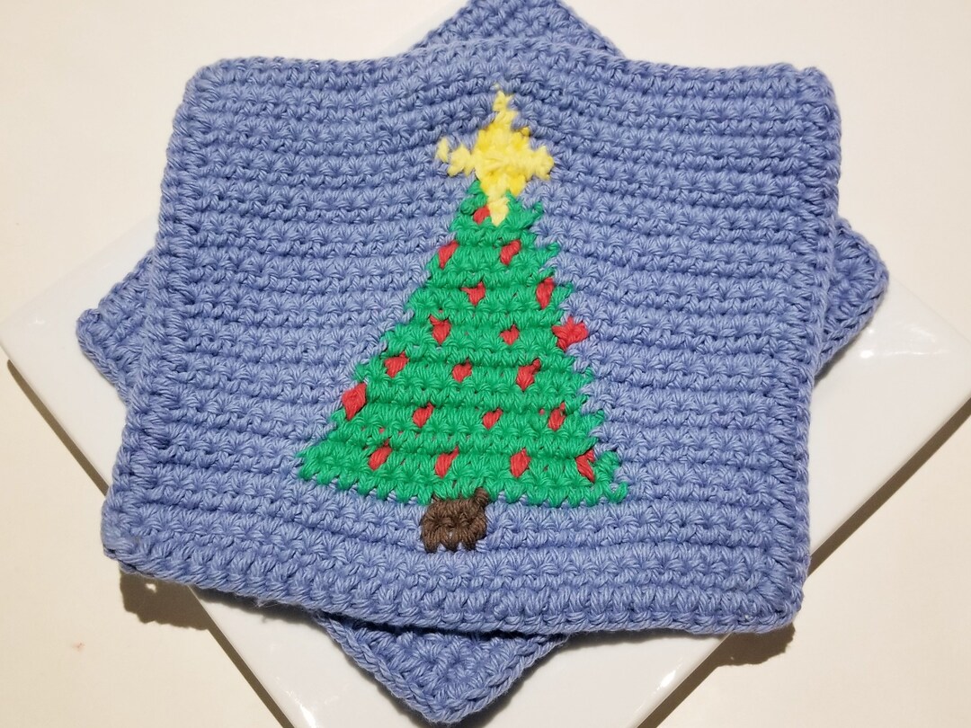Christmas Tree Washcloth Crochet Pattern, Single Crochet SC Graph ...