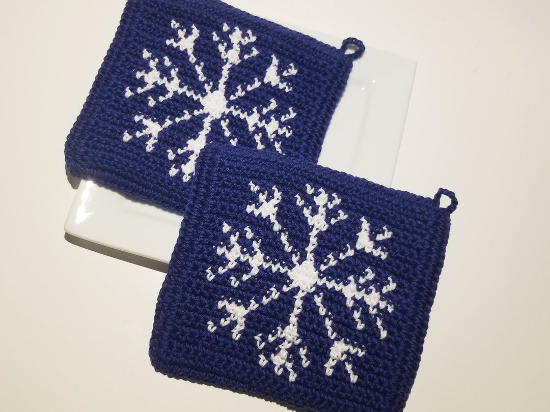 SNOWFLAKE Crochet Pattern Potholder, Winter Christmas Gift Pot Holder ...