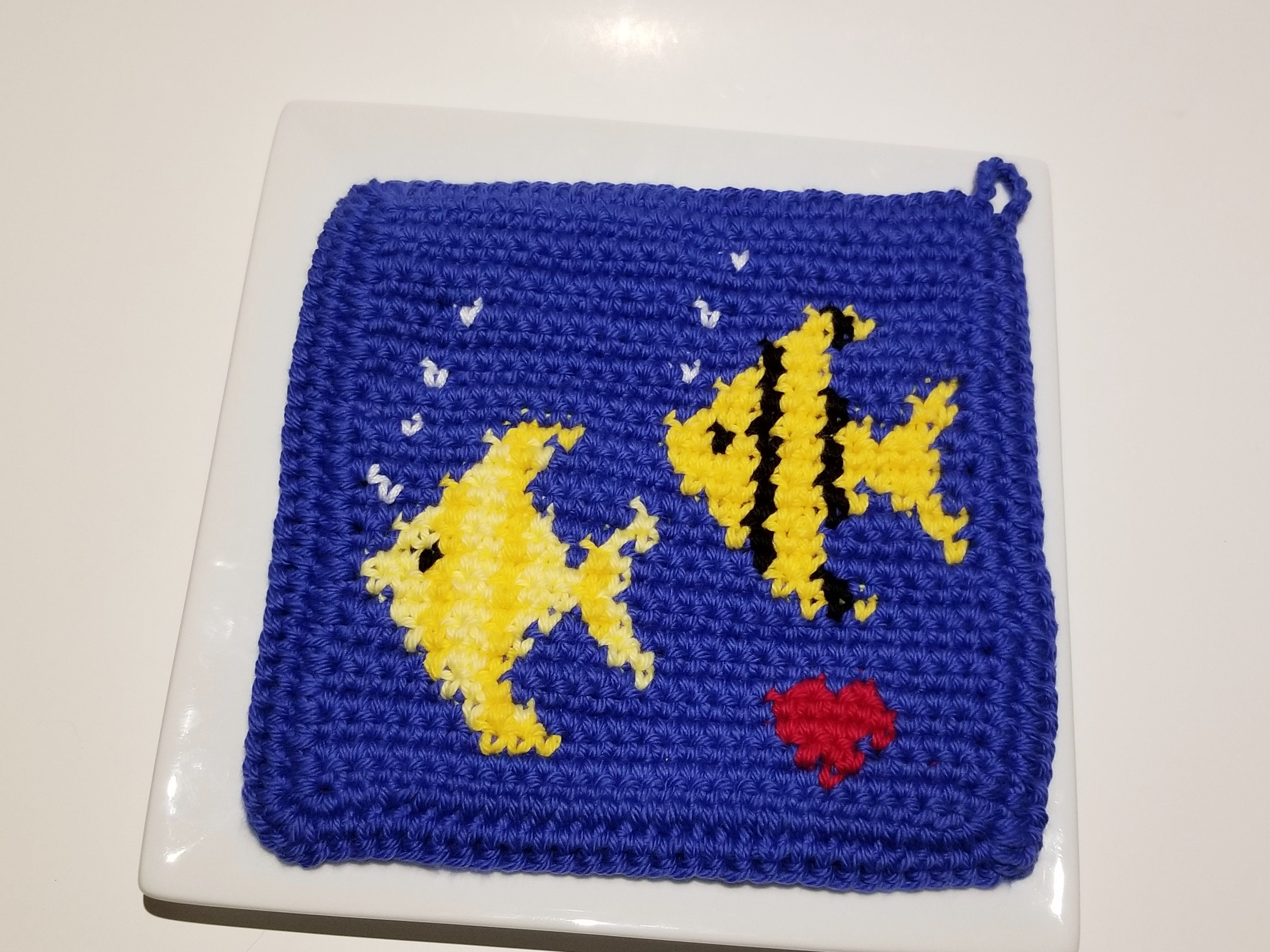 ANGELFISH FISH Crochet Pattern, Angel Fish in Love Potholders SC Graph ...