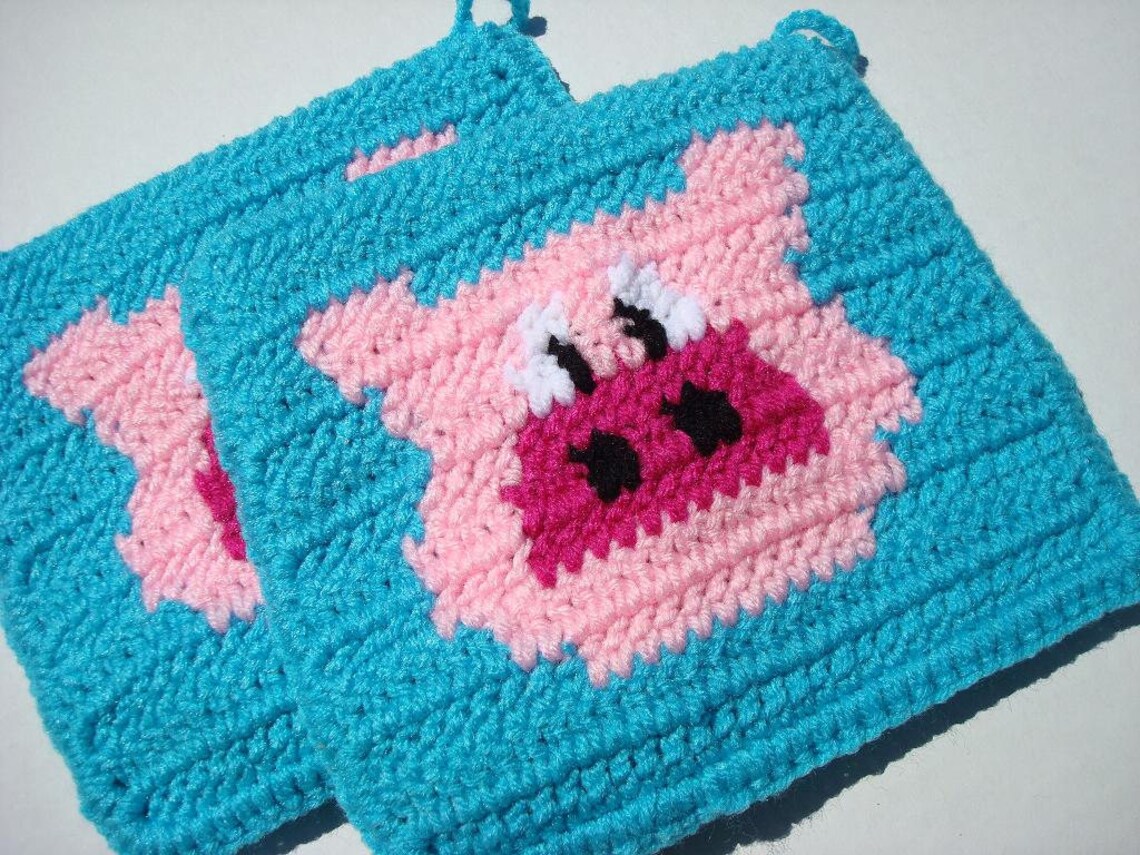 PIG Potholder PDF Crochet Pattern - Graph and Written Instructions ...