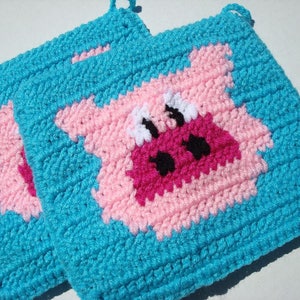 PIG Potholder PDF Crochet Pattern - Graph and Written Instructions ...
