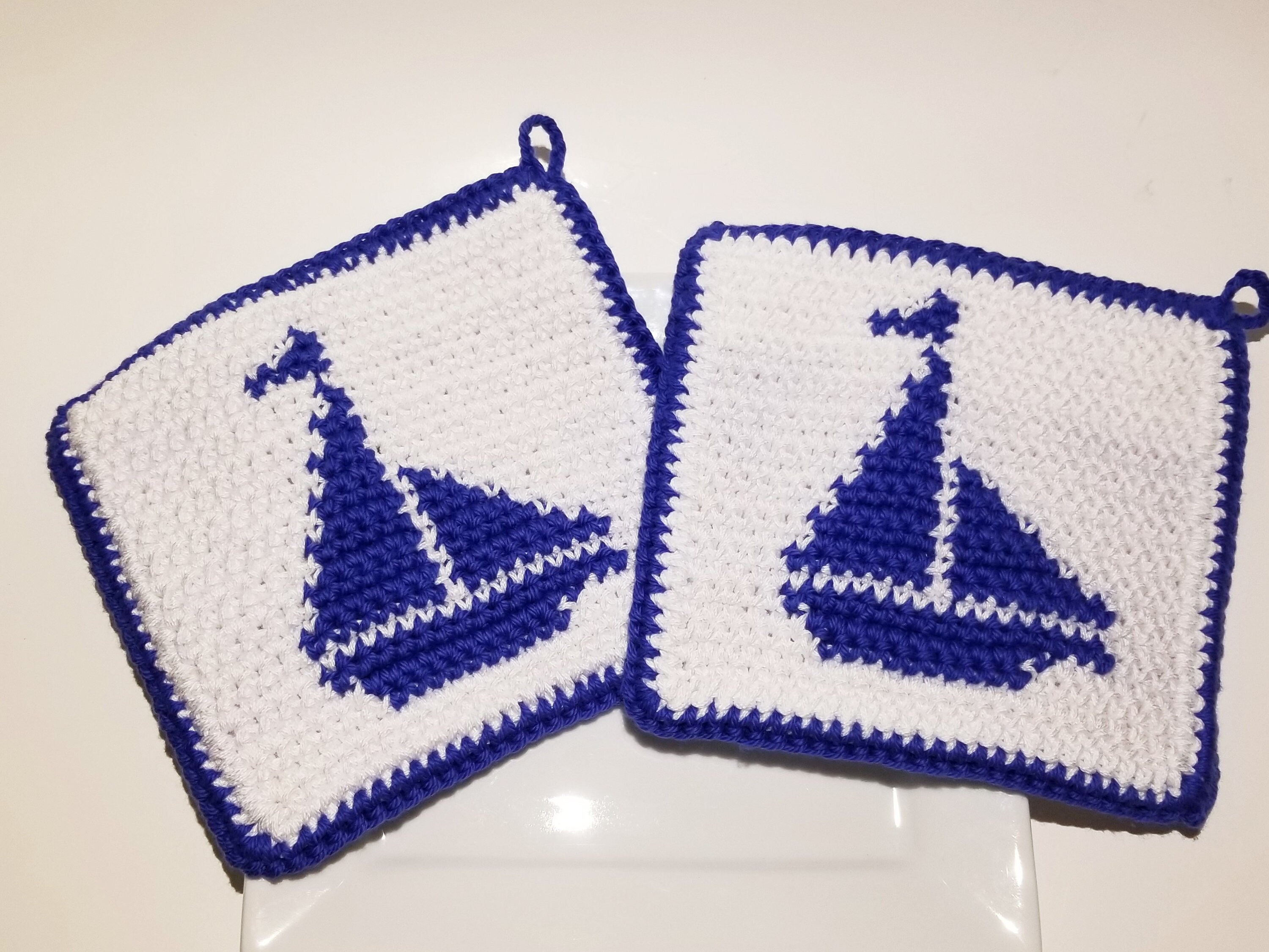 Sailboat Crochet Pattern, Nautical Potholders Single Crochet Graph ...