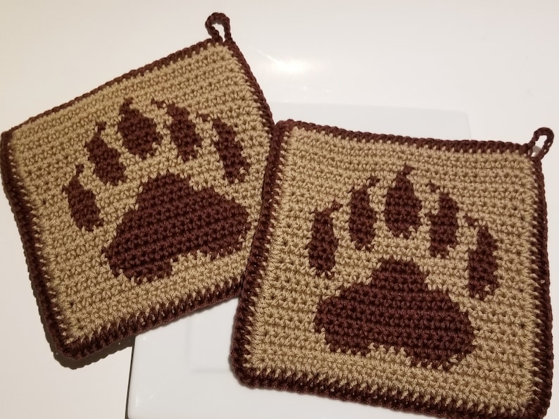 BEAR CLAW Crochet Pattern, Paw Print PDF Crochet Patterns Potholder Pot ...