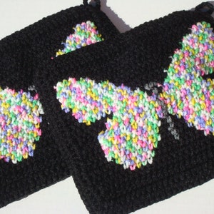 Butterfly Potholder Crochet Pattern - Single Crochet SC Graph, Written ...