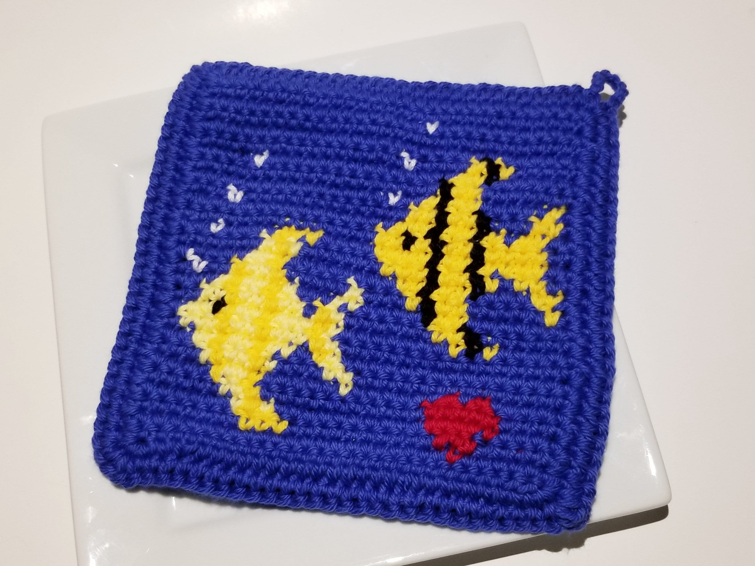 ANGELFISH FISH Crochet Pattern Angel Fish in Love Potholders | Etsy