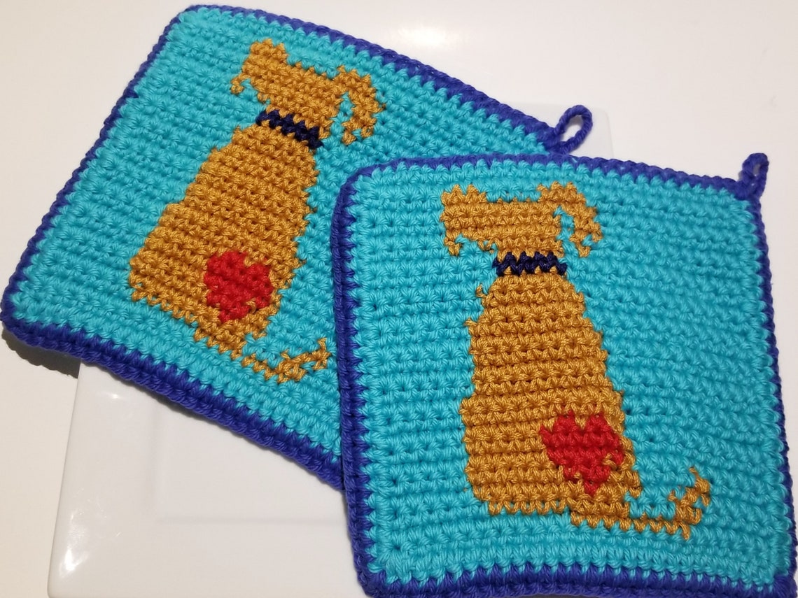Rescue Dog Crochet Pattern, Dogs Potholders Single Crochet SC Graph ...