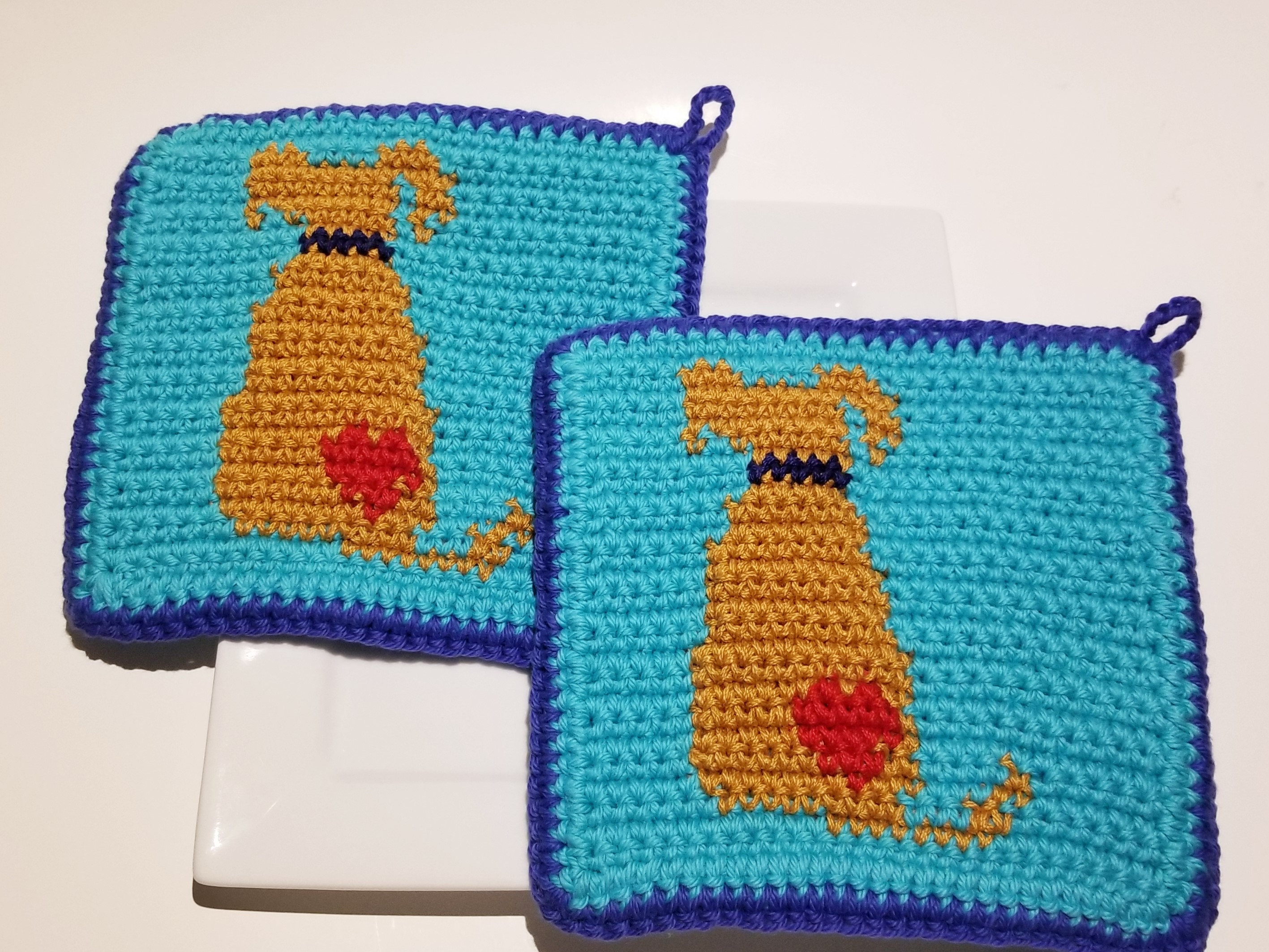 Rescue Dog Crochet Pattern, Dogs Potholders Single Crochet SC Graph ...