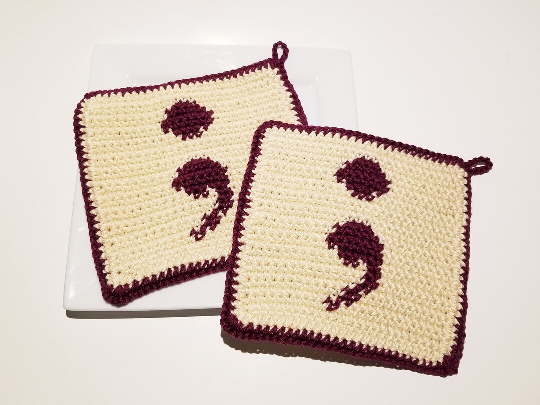 Semicolon Potholder Crochet Pattern Single Crochet Graph Written ...