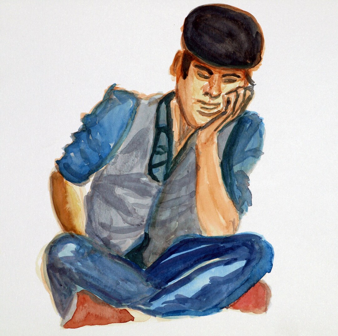 Sitting Boy - Pondering Thoughts - Etsy