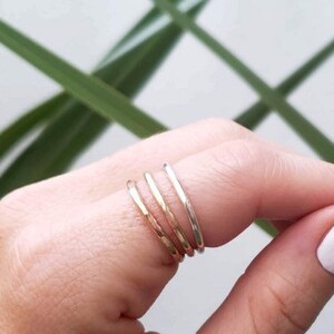Gold Stacking Ring, Hammered Stacking Ring, Sterling Silver Stacking Ring, Thin Stacking Ring ...
